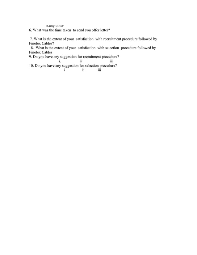 Questionnaire on recruitment and selection | DOC | Resume Writing and ...
