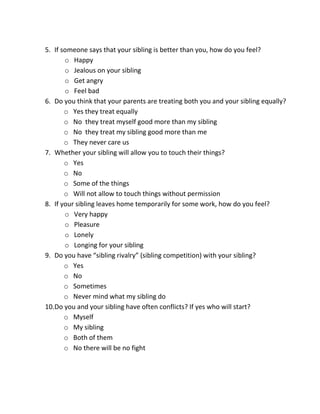 Questionnaire on the topic problem among siblings | DOCX