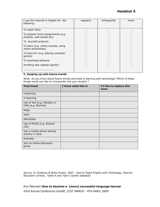 Questionnaire on the use of technology in the classroom | DOC