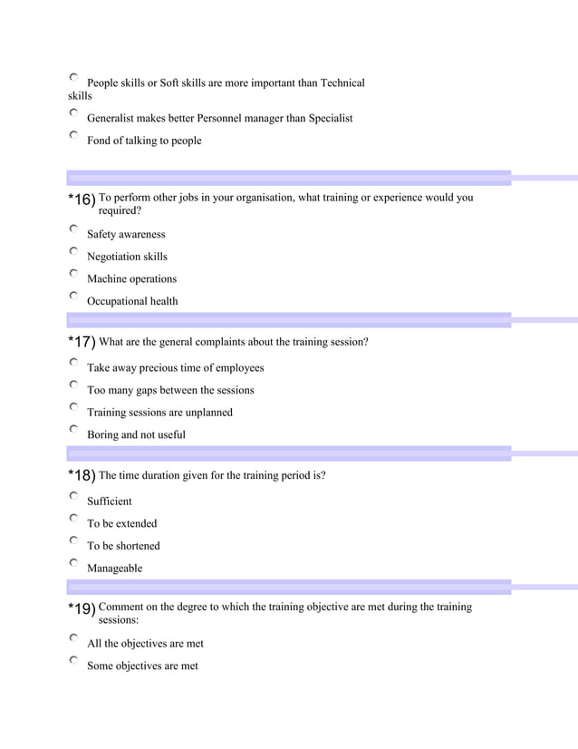 Questionnaire On Training Docx Careers