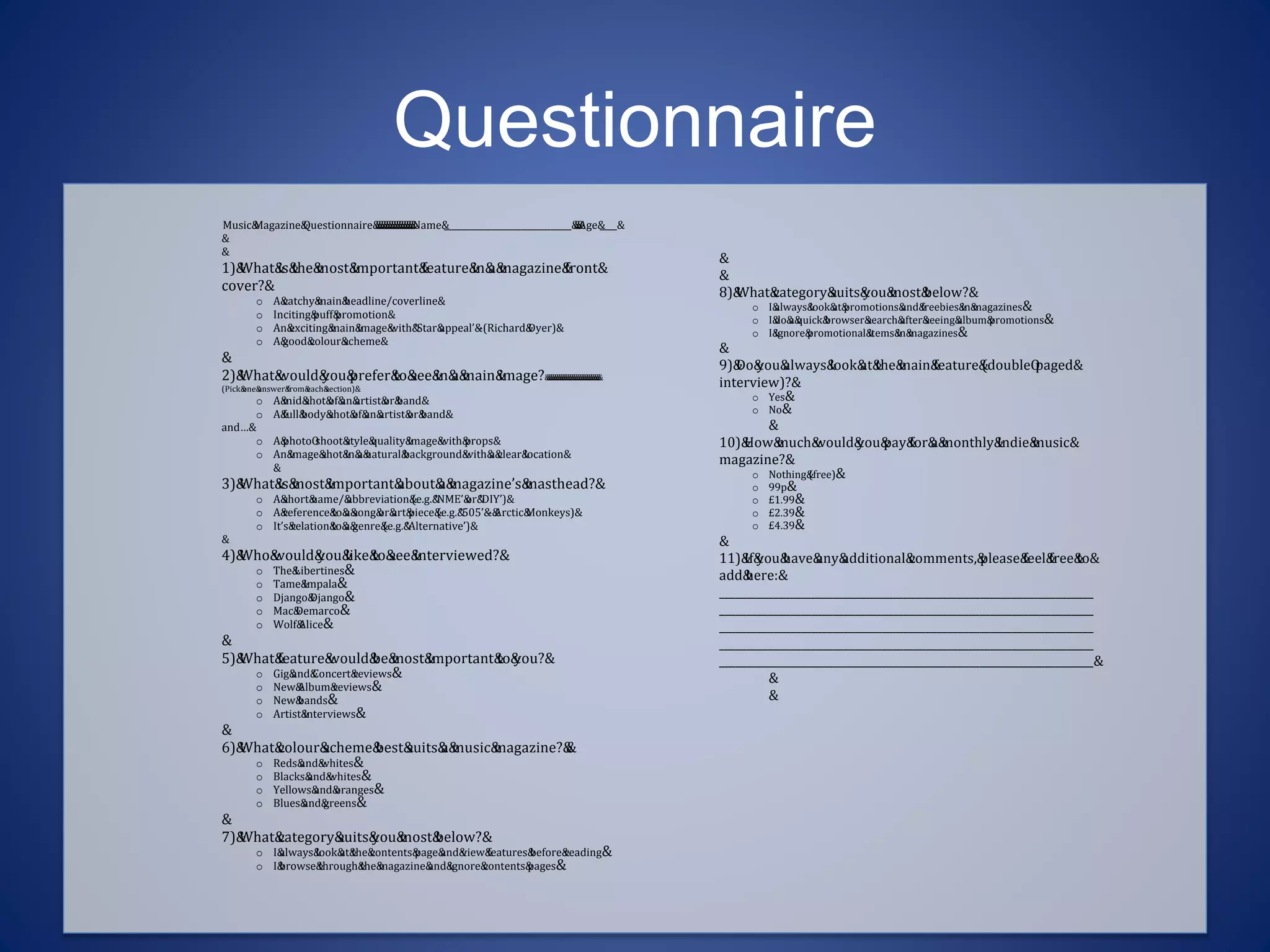 Questionnaire powerpoint | PPTX