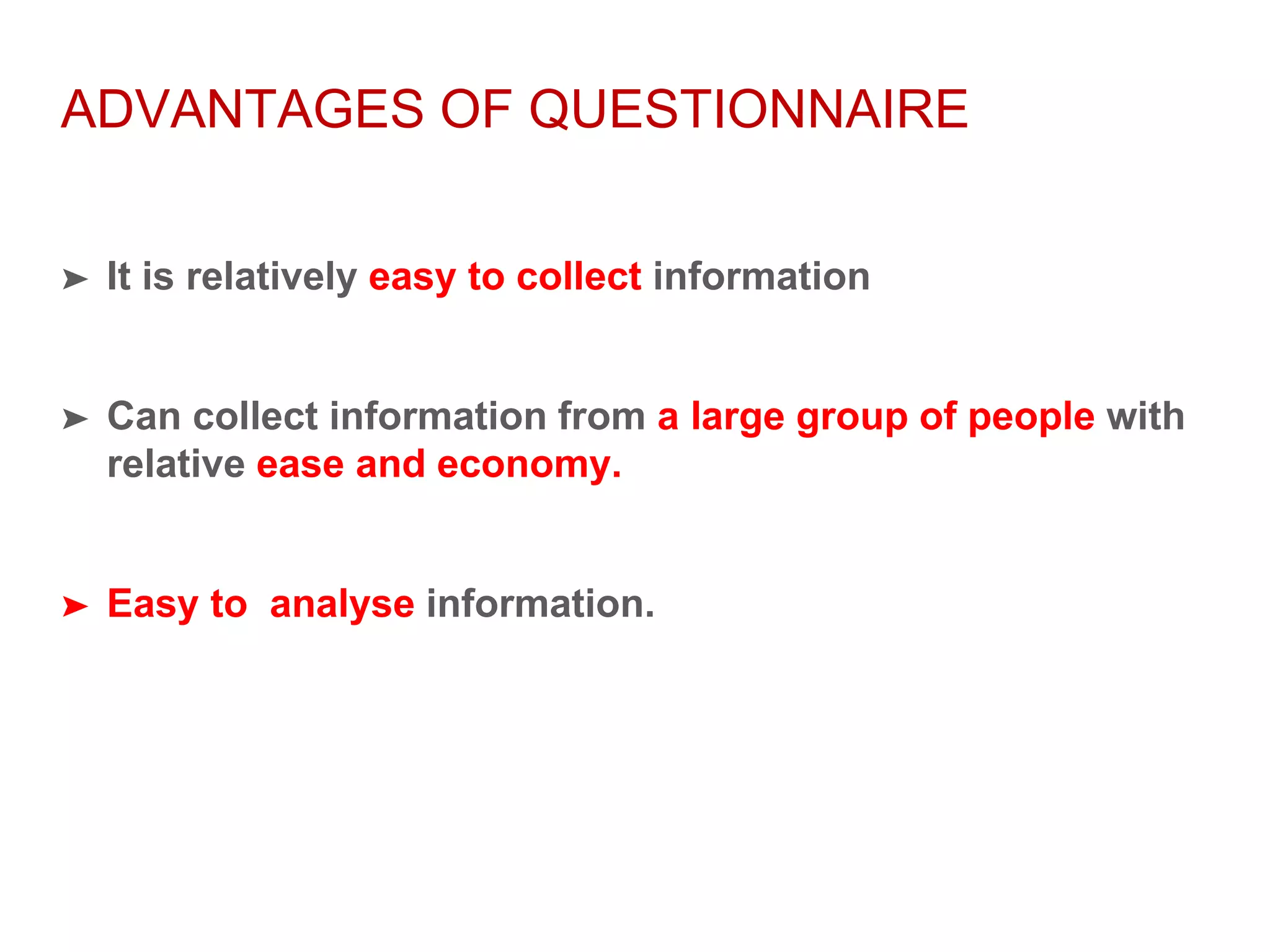 Questionnaire ppt for lecture modified 28 jan 2 | PPTX