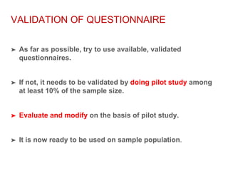 Questionnaire ppt for lecture modified 28 jan 2 | PPTX