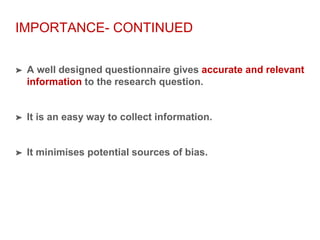 Questionnaire ppt for lecture modified 28 jan 2 | PPTX