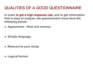 Questionnaire ppt for lecture modified 28 jan 2 | PPT