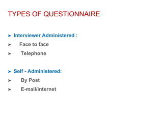 Questionnaire ppt for lecture modified 28 jan 2 | PPT