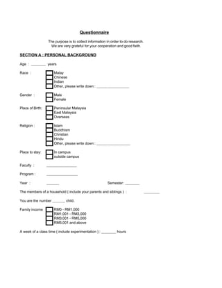 Questionnaire Psyco | PDF