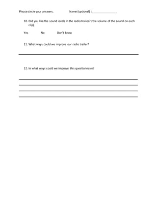 Questionnaire radio draft | PDF