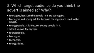 TV Advert: Questionnaire responses | PPT