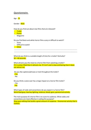 Questionnaire result three.doc