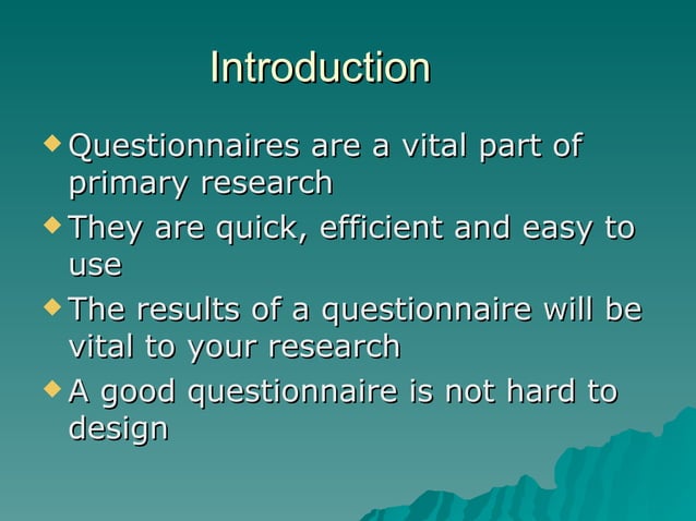 Questionnaire Design | PPT