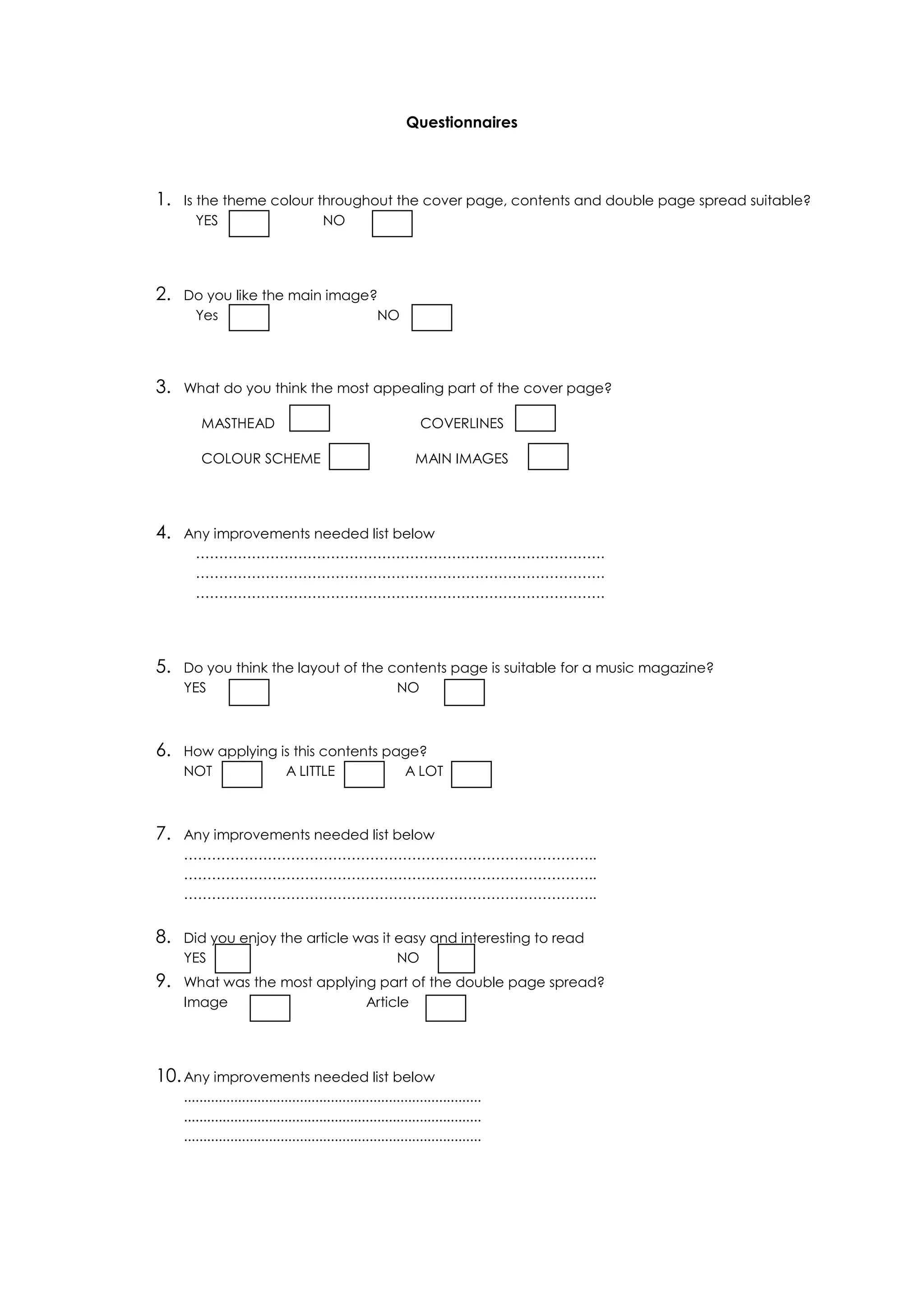 Questionnaires | DOCX