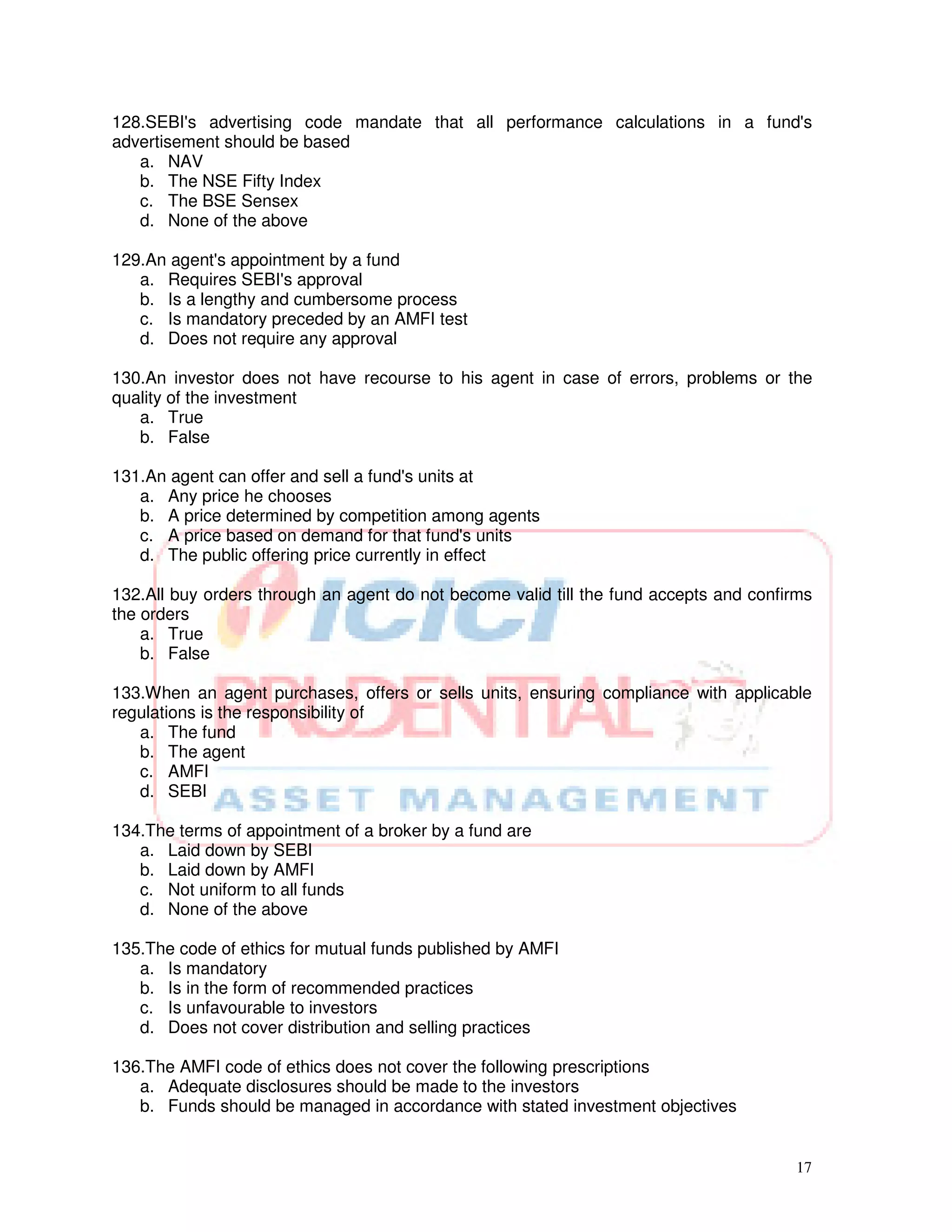 NISM V-A practice Q & A | PDF | Mutual Funds | Personal Investing