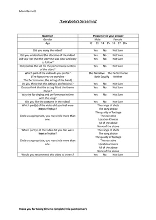 Questionnaires | PDF