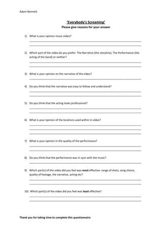 Questionnaires | PDF
