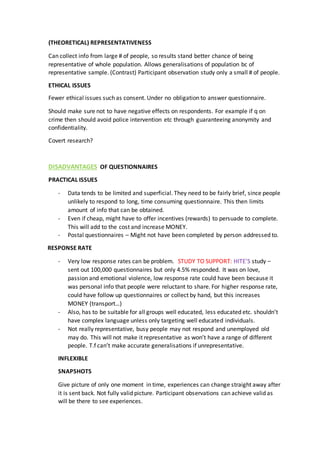 AS SOCIOLOGY UNIT 2 - METHODS - Questionnaires | DOCX
