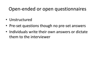 Questionnaires (AS Sociology Research Methods) | PPTX | Educational ...