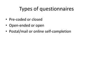 Questionnaires (AS Sociology Research Methods) | PPTX | Educational Assessment | Education