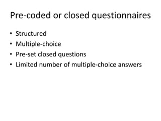 Questionnaires (AS Sociology Research Methods) | PPTX | Educational ...