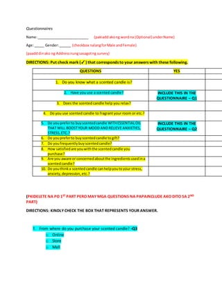 Questionnaires | DOCX