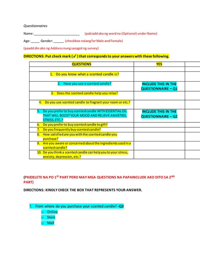 Questionnaires | DOCX