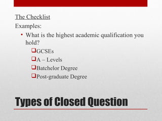 Questionnaires design slides | PPT
