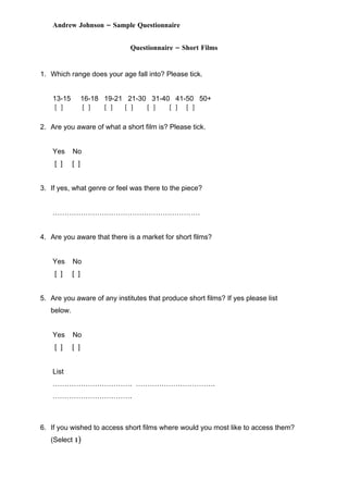 Questionnaire – Short Films | DOC