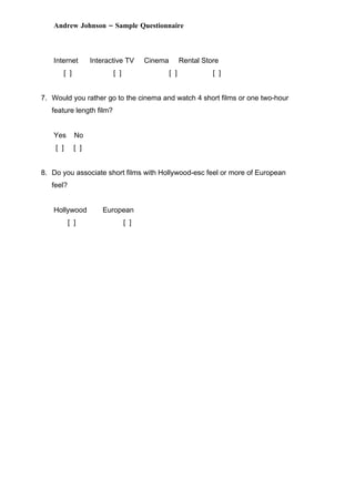 Questionnaire – Short Films | DOC
