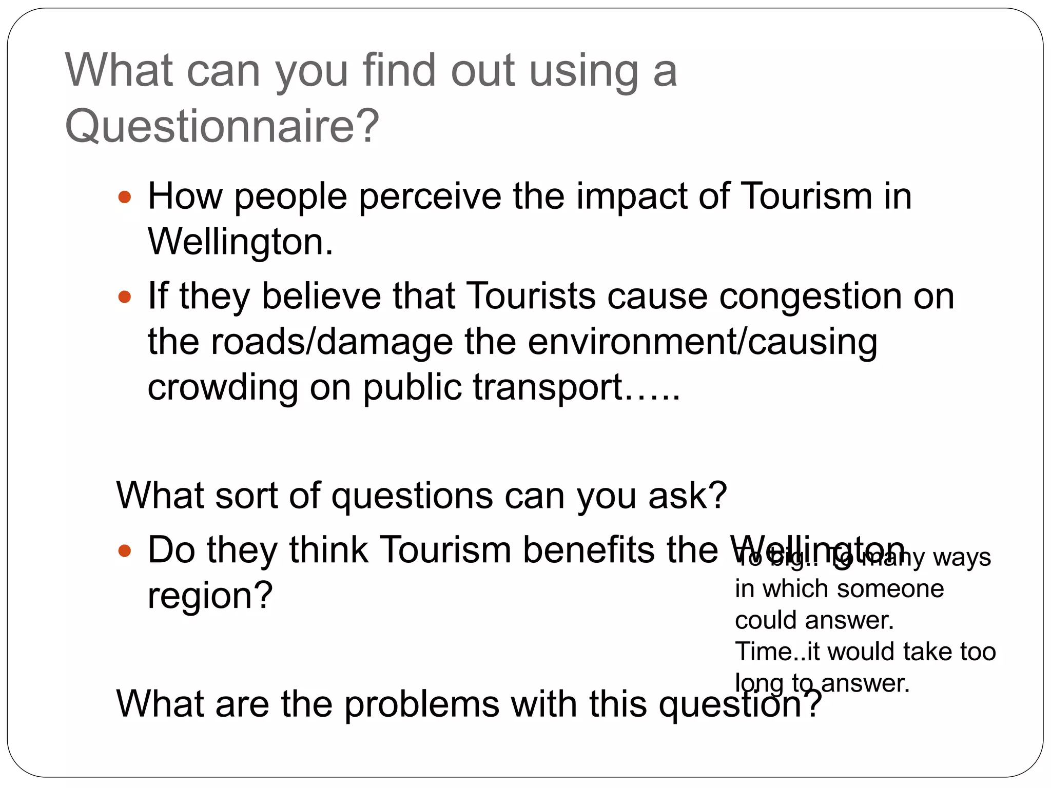 Questionnaires in geography | PPT
