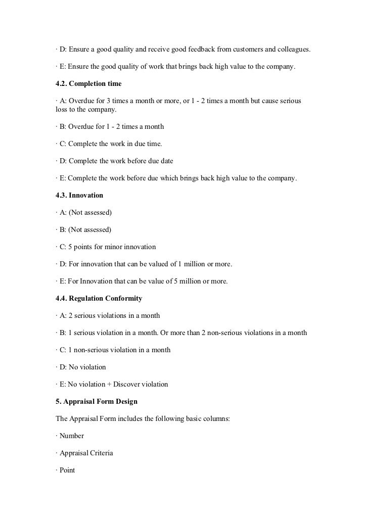 Questionnaire Of Performance Appraisal QUESTIONNAIRE ON PERFORMANCE