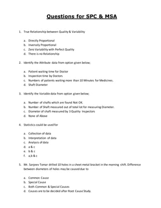 Questionnaire spc & msa | DOCX