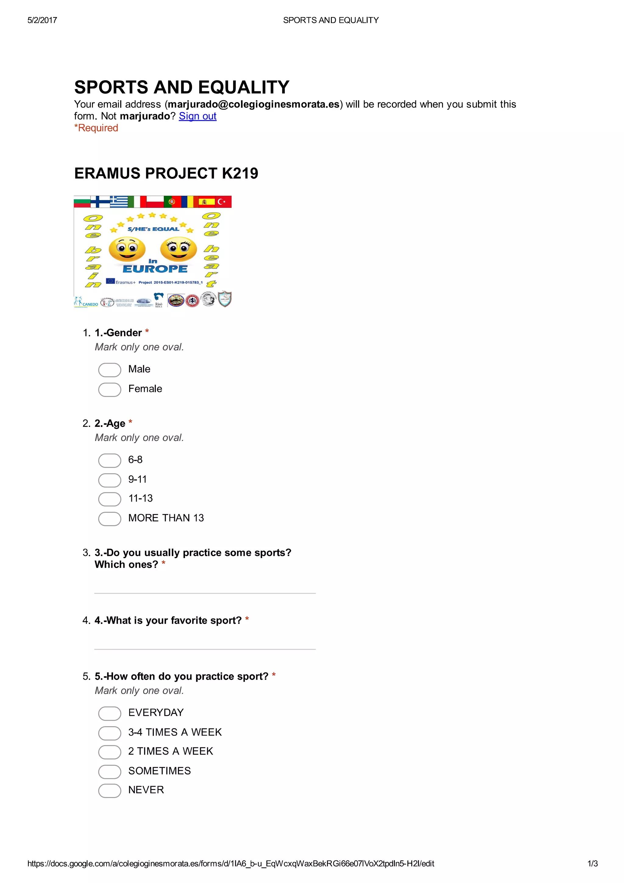 Questionnaire sport | PDF | Participant Sports | Fitness and Exercise