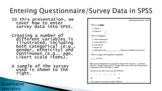 How to enter and analyze questionnaire (survey) data in SPSS | PDF
