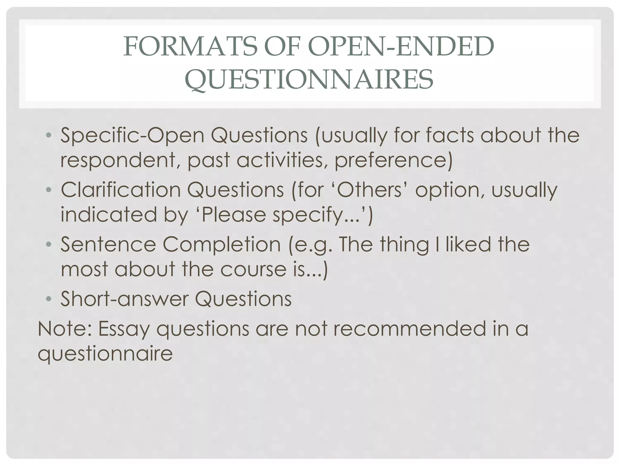 Questionnaire surveys | PPTX