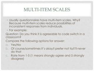 Questionnaire surveys | PPTX | Educational Assessment | Education