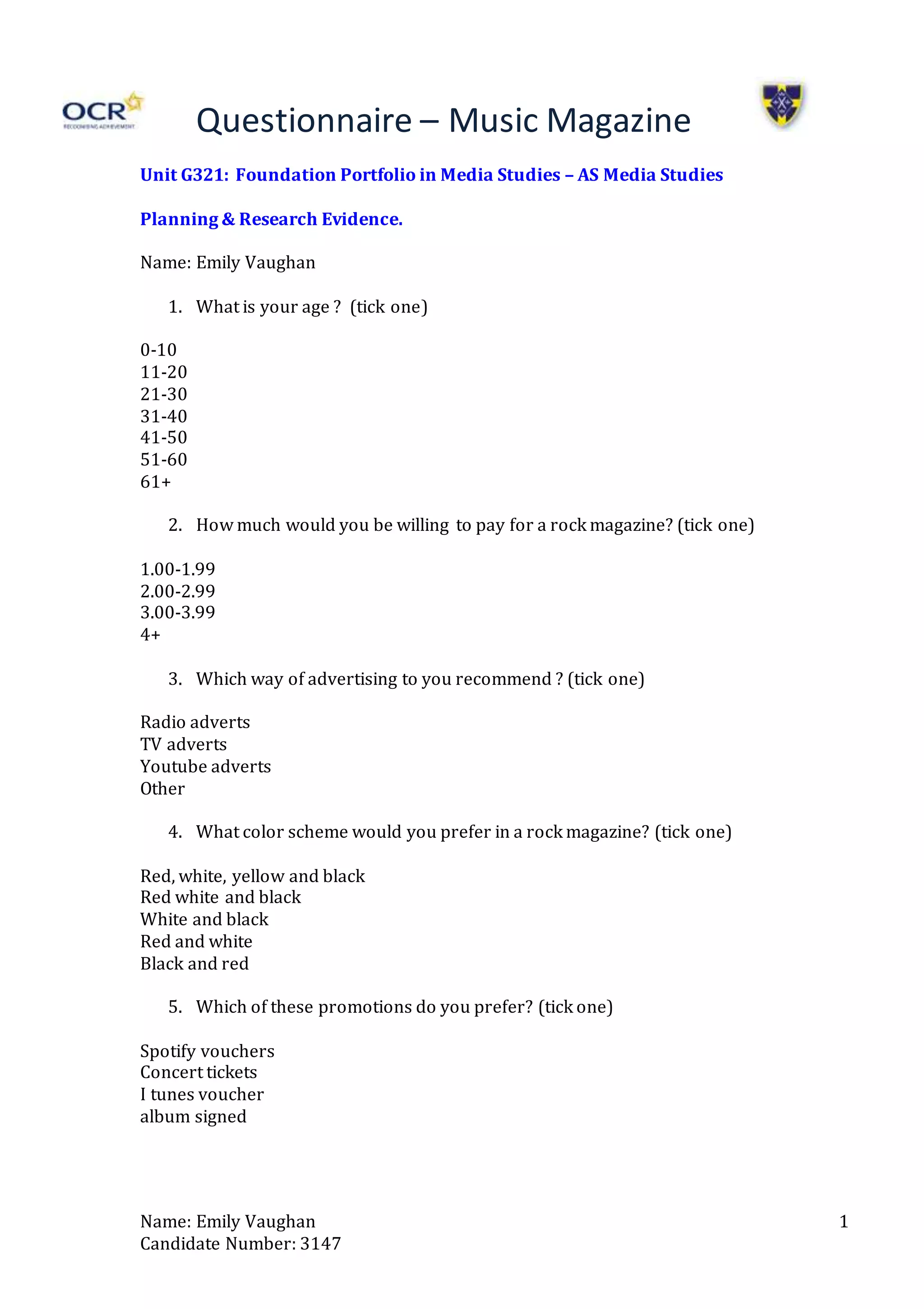 Questionnaire template | PDF