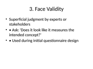 Validity testing of a questionnaire_PG class | PPTX