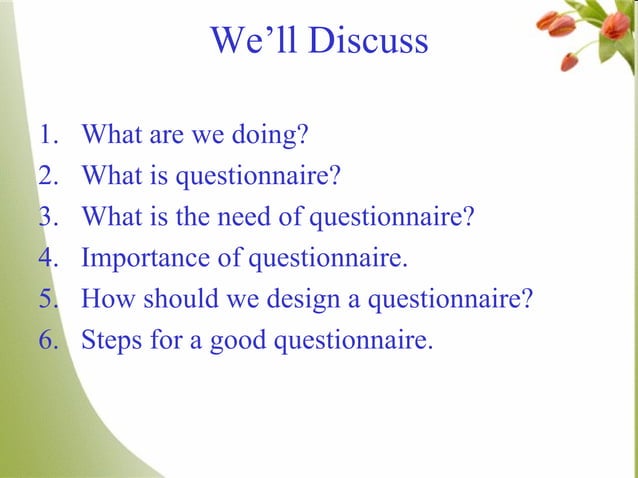 Questionnaire Vinay | PPT