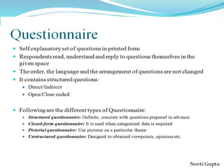 Schedule v/s Questionnaire | PPTX