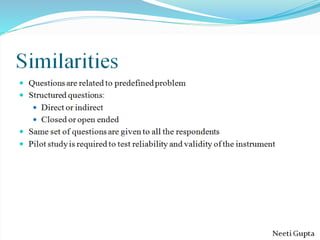Schedule v/s Questionnaire | PPTX