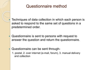 Data Collection tools: Questionnaire vs Schedule | PPTX
