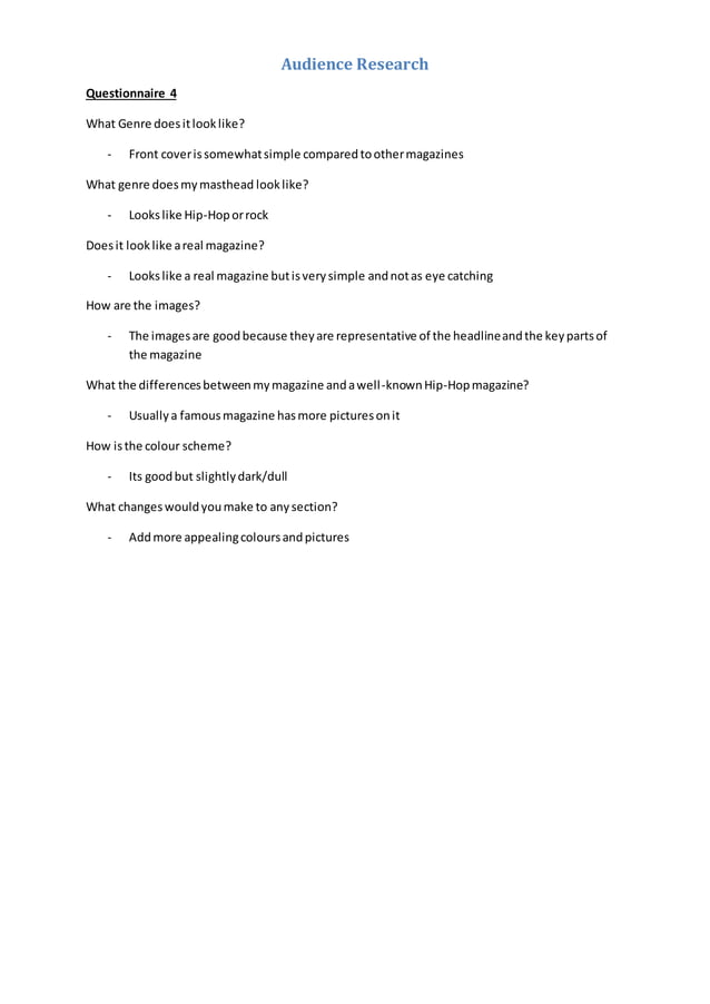 Questionnarie 4 | DOCX