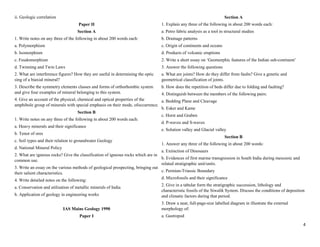 UPSC CSE Mains optional geology previous year Question papers | PPT