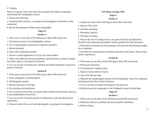 UPSC CSE Mains optional geology previous year Question papers | PPT