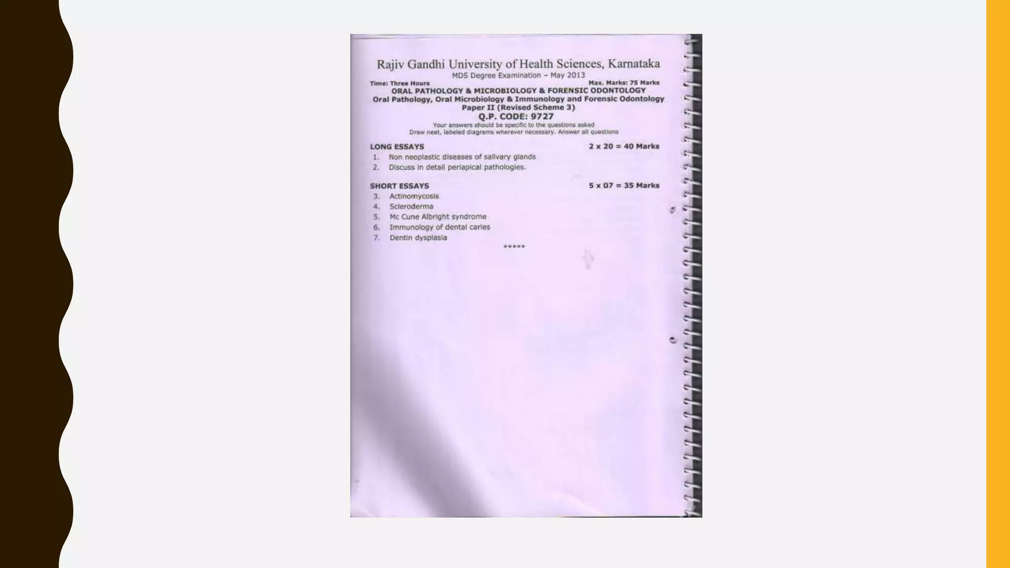 Oral Pathology Question Bank | PPTX