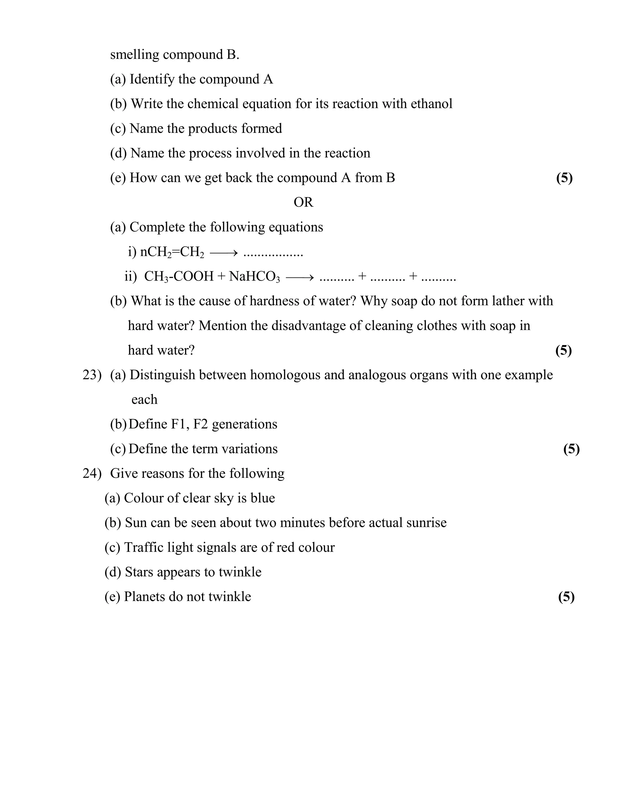 CBSE SAMPLE QUESTION PAPER SA II - SCIENCE | PDF | Chemistry | Science