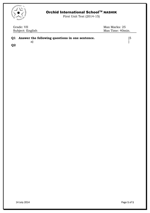 Question paper format for ubuntu | ODT