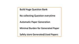 Automatic Question Paper Generator | PPTX