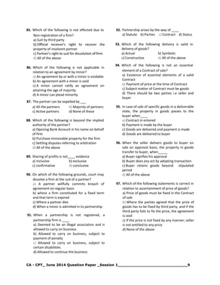 CA CPT Question paper june 2014 | PDF