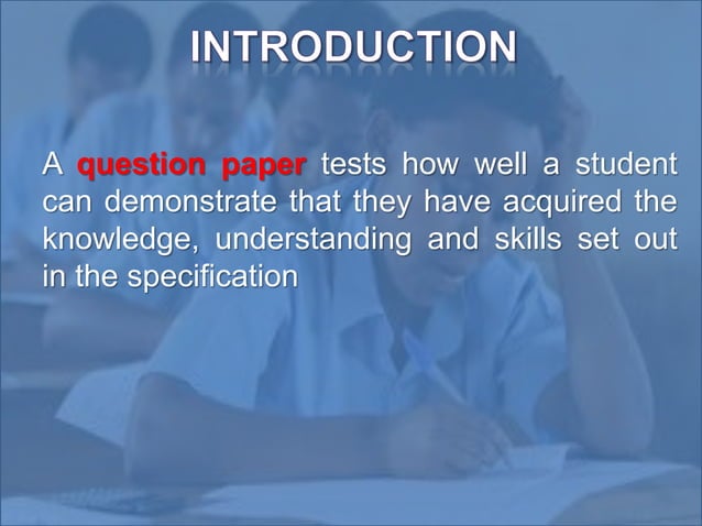 Question paper setting | PPTX | Standardized Testing | Educational ...